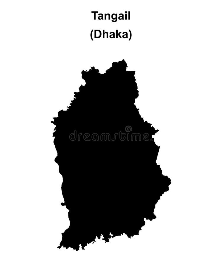 Tangail outline map stock vector. Illustration of contour - 371638034