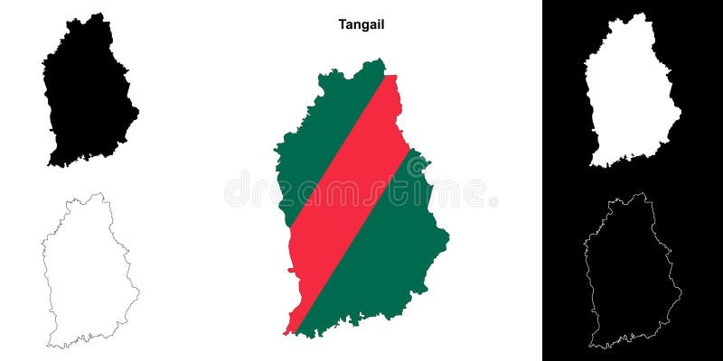Tangail outline map stock vector. Illustration of east - 357725226