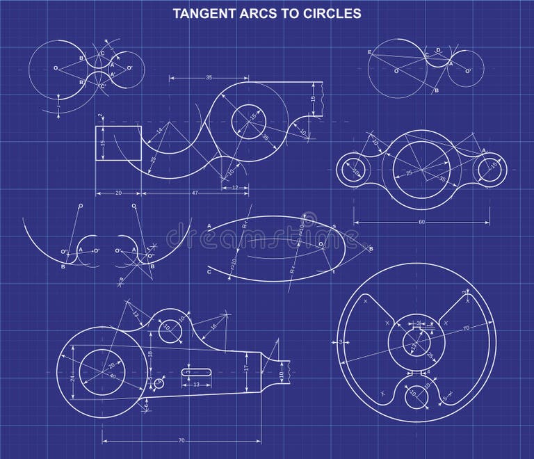 Tangent arcs to circles stock vector. Illustration of geometry - 196936086