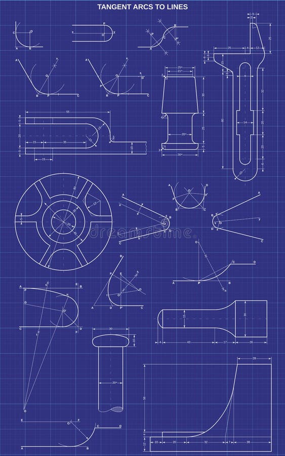 Tangent arcs to lines stock vector. Illustration of theorem - 170790835