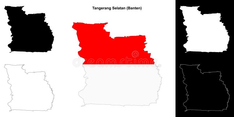 Tangerang Selatan Outline Map Stock Vector - Illustration of tourism ...