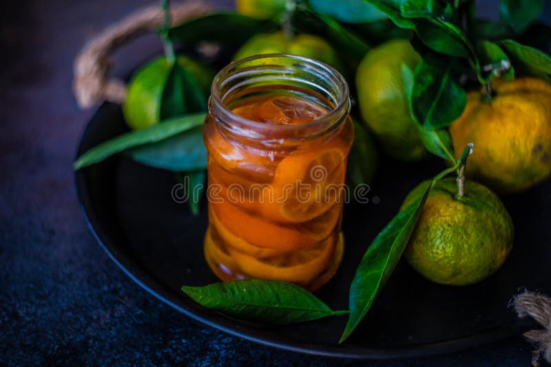 Tangerine Jam and Fresh Fruits Stock Photo - Image of fall, healthy ...