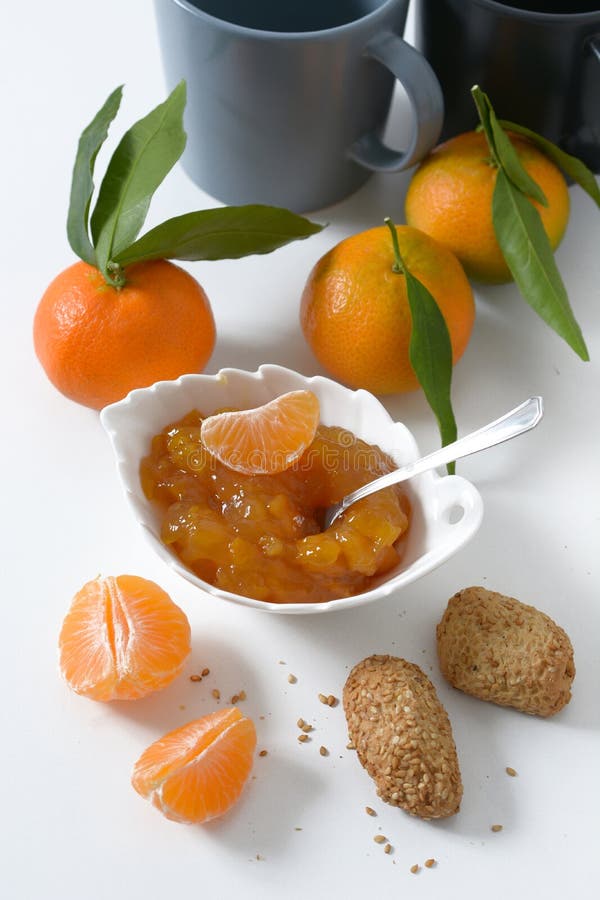 Tangerine Jam with Fruit Around - Traditional Sicilian Recipe Stock ...