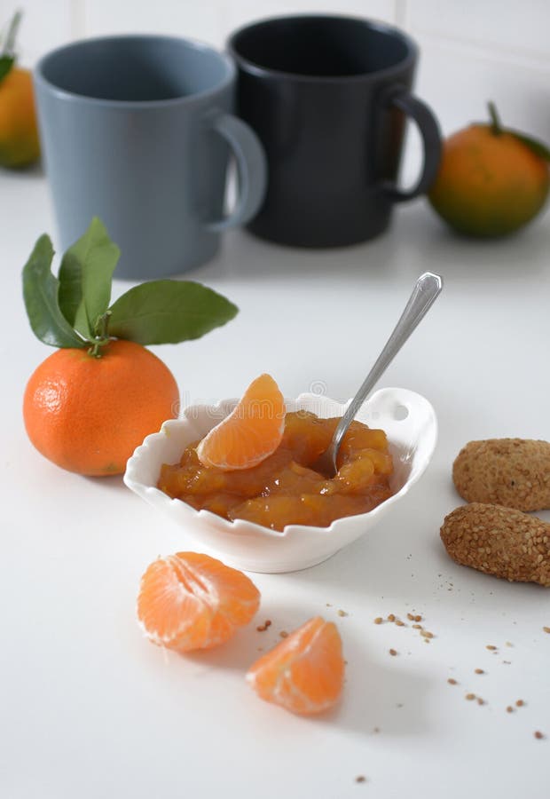 Tangerine Jam with Fruit Around - Traditional Sicilian Recipe Stock ...