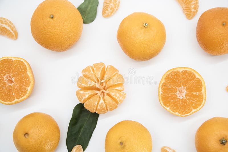 Tangerine or Kamala Isolated on White Background,top View Stock Photo ...