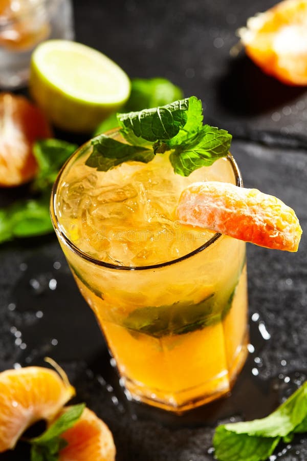 Tangerine Mojito Cocktail stock image. Image of alcoholic - 81546689