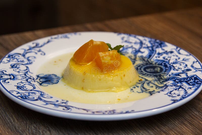 Tangerine Pudding - Caramelized Pudding Dessert with Tangerine Stock ...