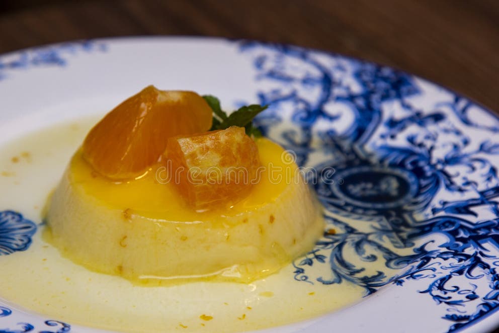 Tangerine Pudding - Caramelized Pudding Dessert with Tangerine Stock ...