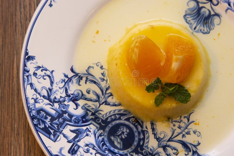 Tangerine Pudding - Caramelized Pudding Dessert with Tangerine Stock ...