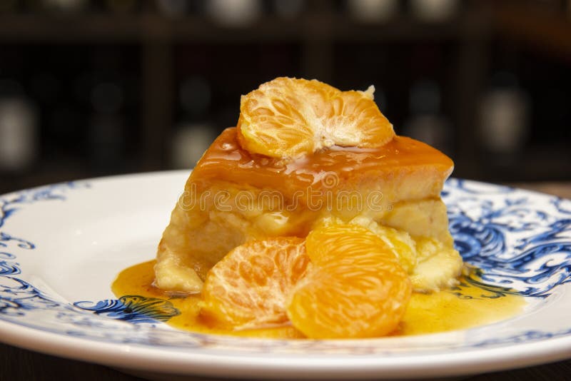 Tangerine Pudding - Caramelized Pudding Dessert with Tangerine Stock ...