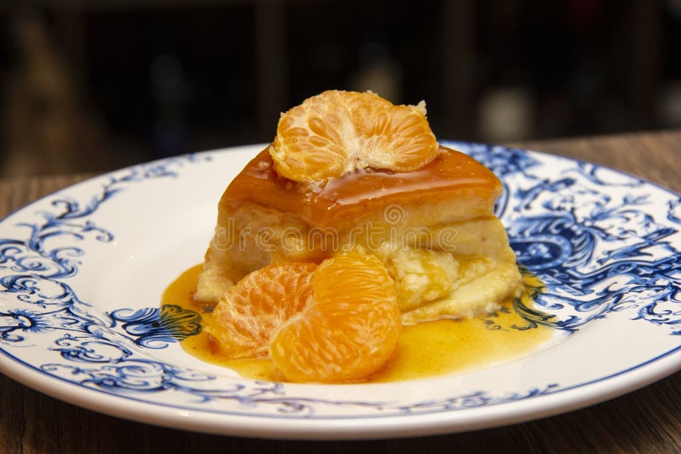 Tangerine Pudding - Caramelized Pudding Dessert with Tangerine Stock ...