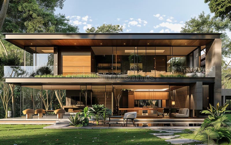 Tangerine Single-Story Modern Home High Quality -Generative Ai Stock ...