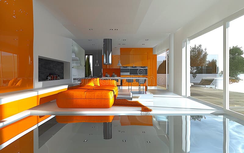 A Tangerine Two-Floor House Tour -Generative Ai Stock Photo - Image of ...