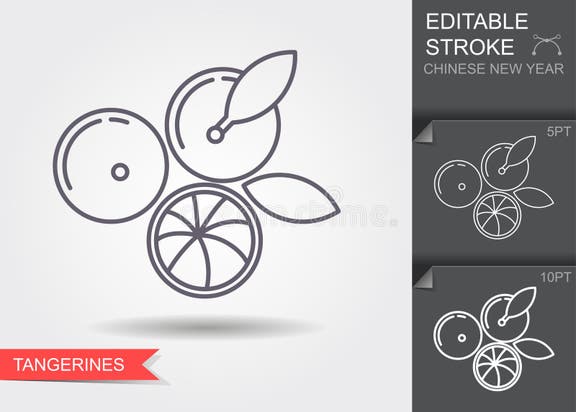 Tangerines. Linear Icon with Editable Stroke with Shadow Stock Vector ...