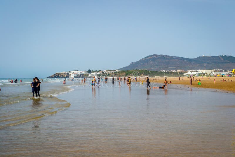 Tangier Beach and Waves and Rocks Editorial Stock Image - Image of ...