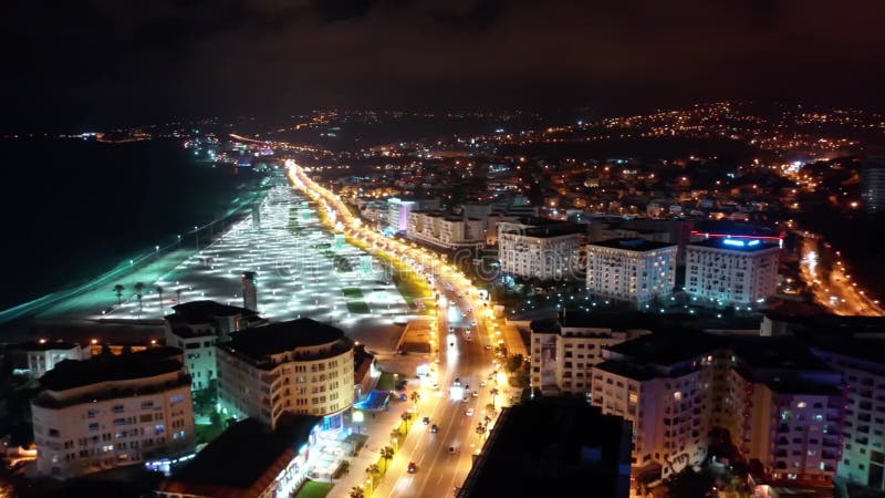 Tangier Morocco. Night Panoramic View of the City of Tangier Stock ...