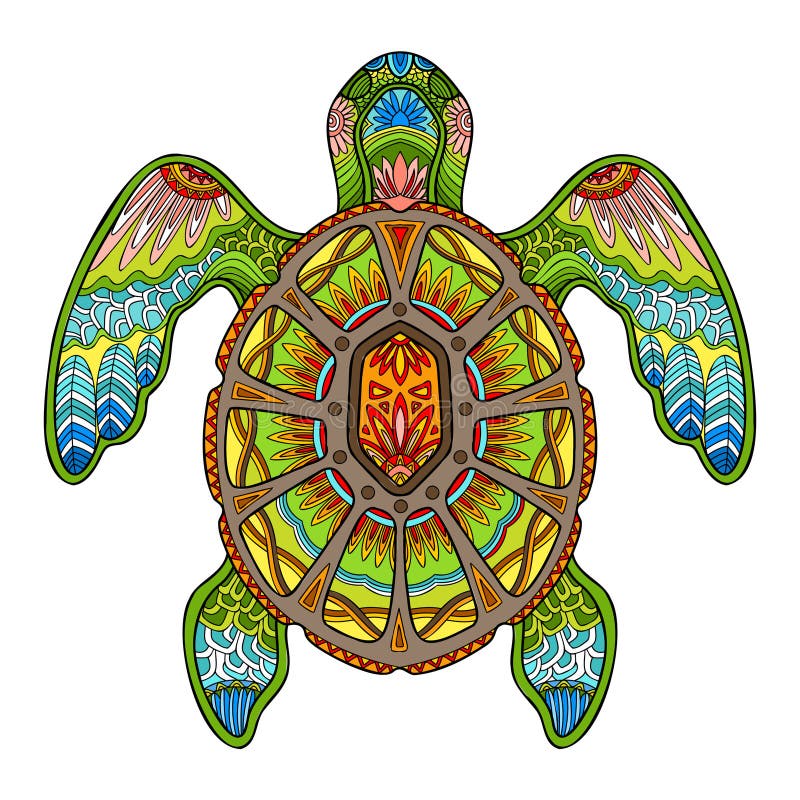 Tangle Abstract Sea Turtle Vector Colorful Isolated Illustration Stock ...