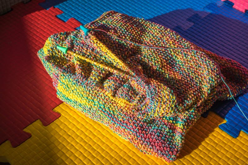 Knitted Thing in the Manufacturing Process Stock Image - Image of ball ...