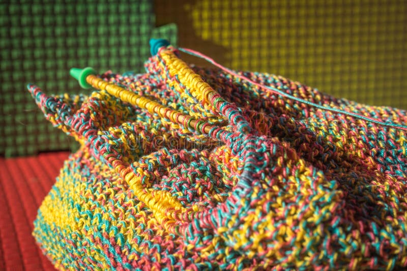 Knitted Thing in the Manufacturing Process Stock Photo - Image of ...