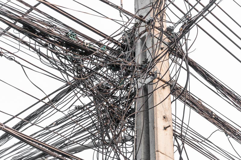 Tangle cable on pole stock photo. Image of energy, technology - 39876466