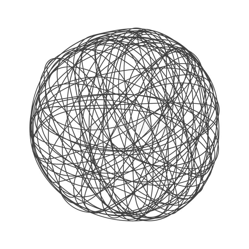 Tangle Chaos Abstract Hand Drawn Messy Scribble Ball Vector ...