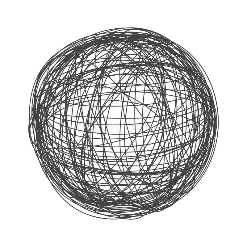 Tangle Chaos Abstract Hand Drawn Messy Scribble Sphere Ball Vector ...