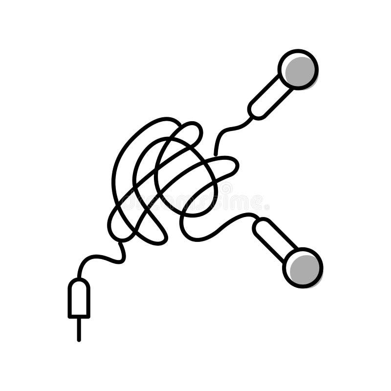 Tangle Earphone Cable Color Icon Vector Illustration Stock Vector ...