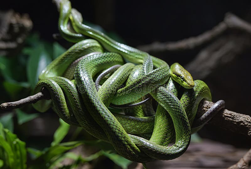 Tangle of green snakes stock photo. Image of hoods, behavior - 52283580