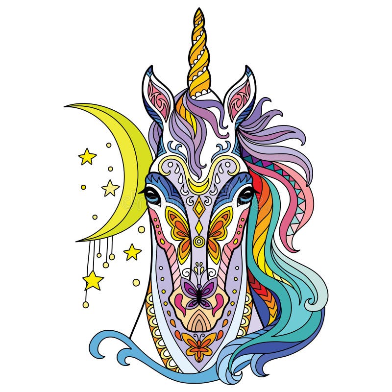 Tangle Magic Unicorn Vector Colorful Isolated Illustration Stock Vector ...