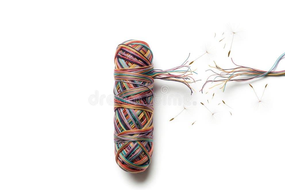 A Tangle of Multi-colored Threads Turns into Dandelions. Space for Text ...