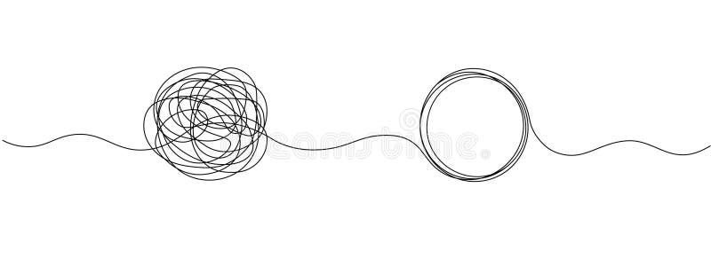 Tangle and Unraveling Thread of Thoughts Drawn in One Continuous Line ...