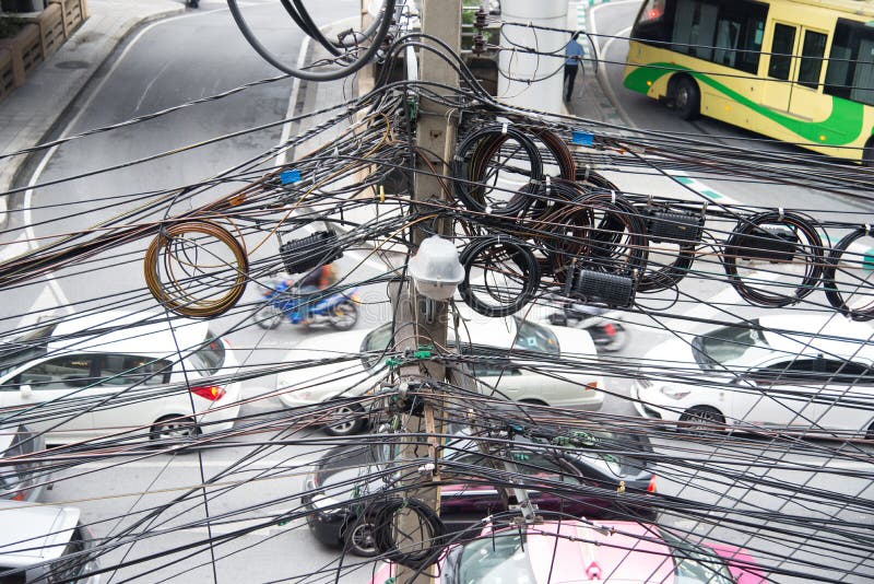 Tangle of Wires in the City. Stock Image - Image of industry ...