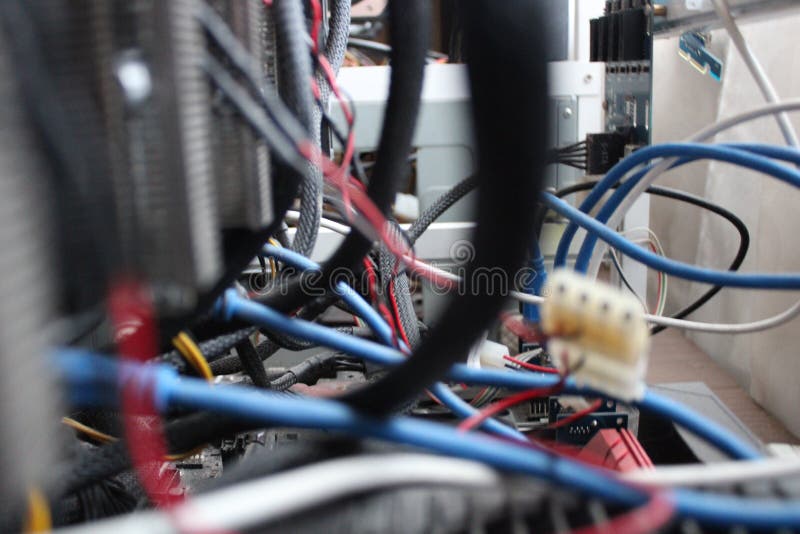 A Tangle of Wires Inside a Computer Box Stock Photo - Image of inside ...