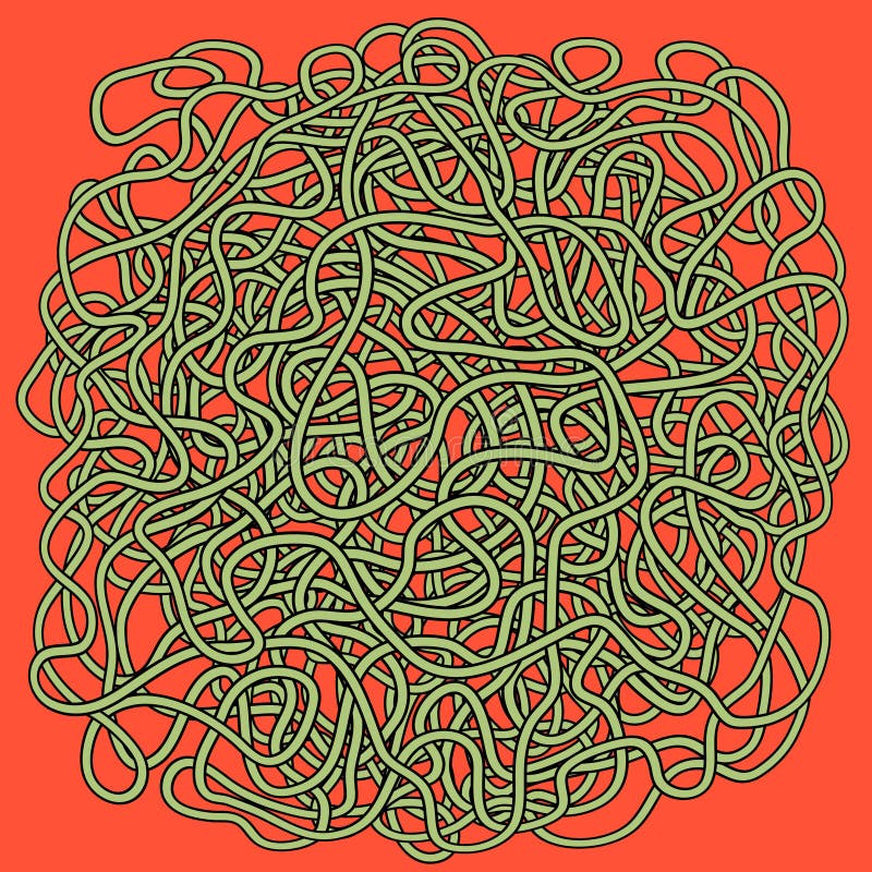Spaghetti Labyrinth Vector Maze Game Puzzle With Solution In Hidden ...