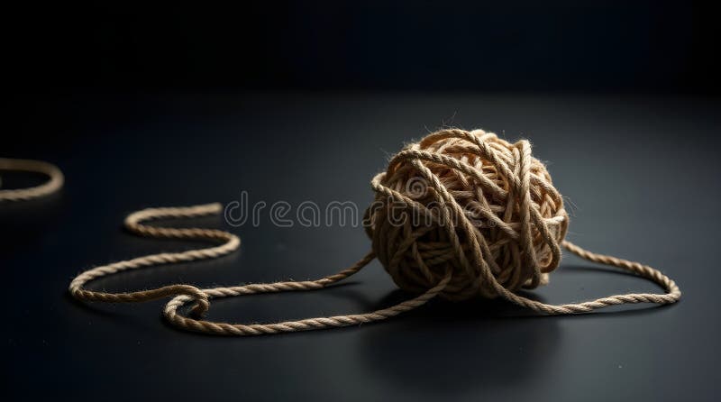 A Tangled Ball of Thread Placed on a Dark Surface Stock Illustration ...