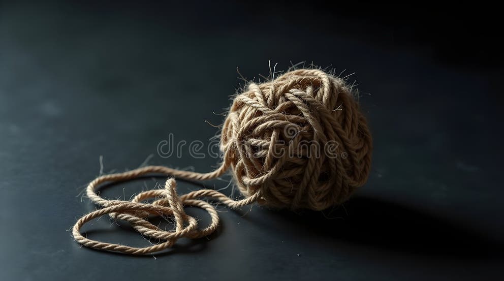 A Tangled Ball of Thread Placed on a Dark Surface Stock Illustration ...