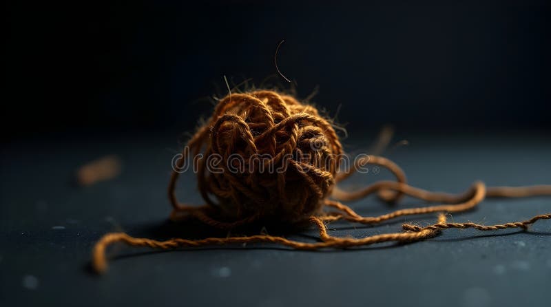A Tangled Ball of Thread Placed on a Dark Surface Stock Illustration ...