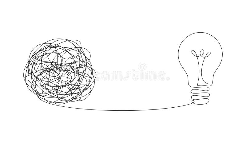 A Tangled Ball of Threads Untangling into a Lamp. Vector Illustration ...