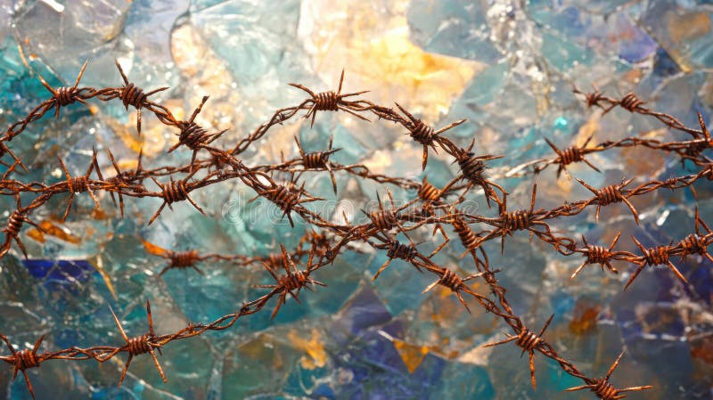 Tangled Barbed Wire with Rusted Sharp Edges Creates Striking Contrast ...