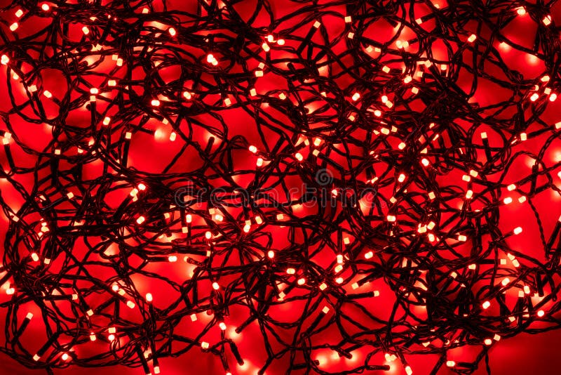 Tangled Black Wire Garlands Red Light Bulbs Background Stock Photos ...