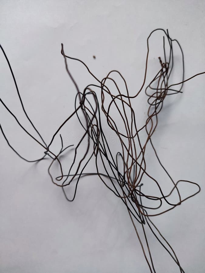 Tangled Black Wire on White Stock Image - Image of stripe, network ...