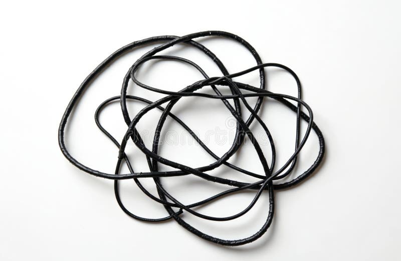 Tangled Black Wire on White Background. Mess of Cables, Abstract Design ...