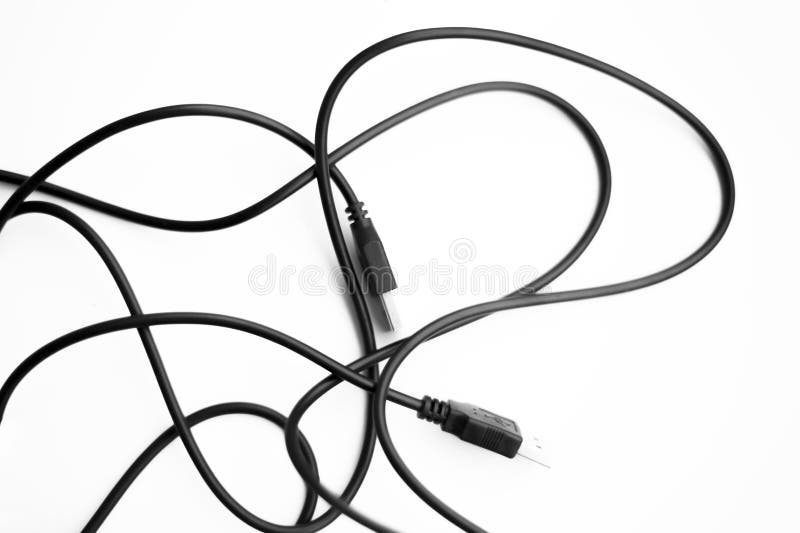 Tangled Black Wires on a White Background Stock Photo - Image of tech ...
