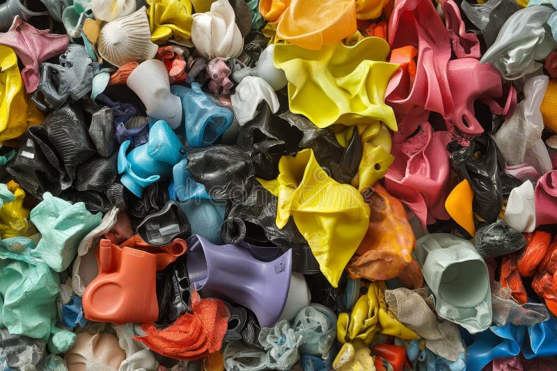 A Tangled Bunch of Plastic Waste, Including Bottles, Bags, and ...