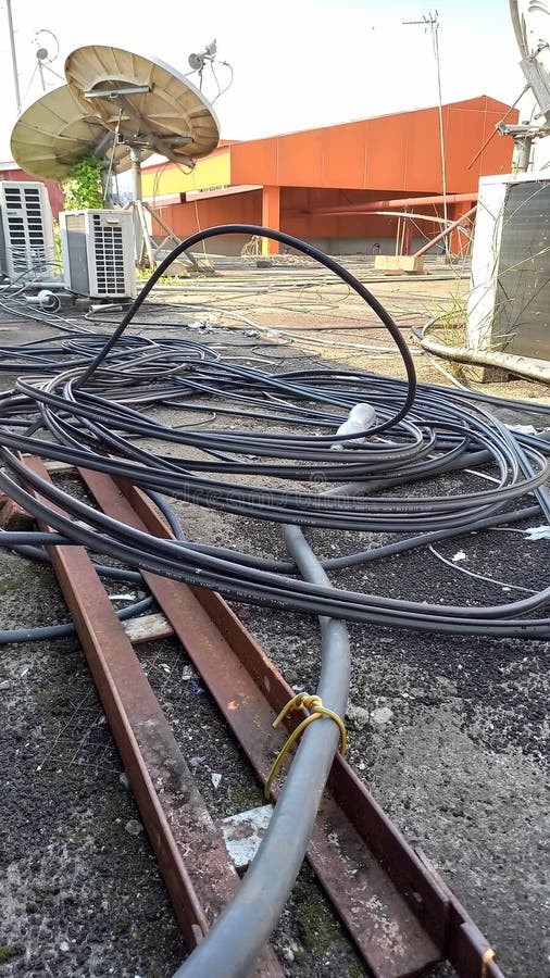 Tangled Cables .cable is Damaged . Electrical Cable Stock Photo - Image ...