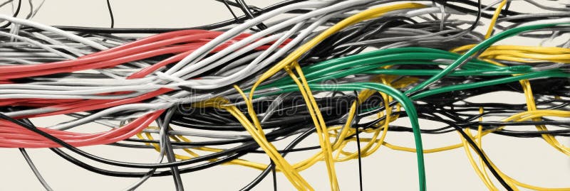 Tangled Cables in an Open Layout Demonstrating Chaotic Arrangement and ...