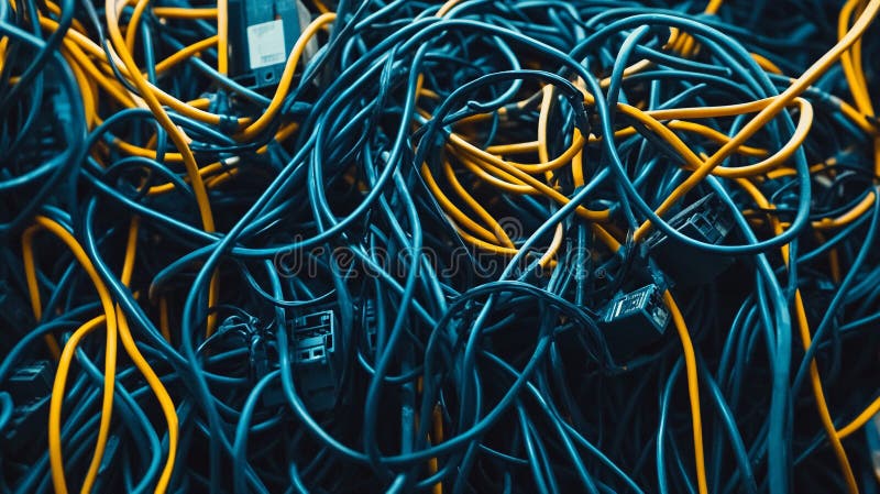 Tangled Cables and Wires Creating a Chaotic Network of Connections in a ...