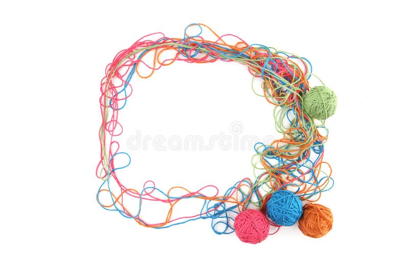 Tangled Colorful Cotton Threads Isolated on White Background. Stock ...