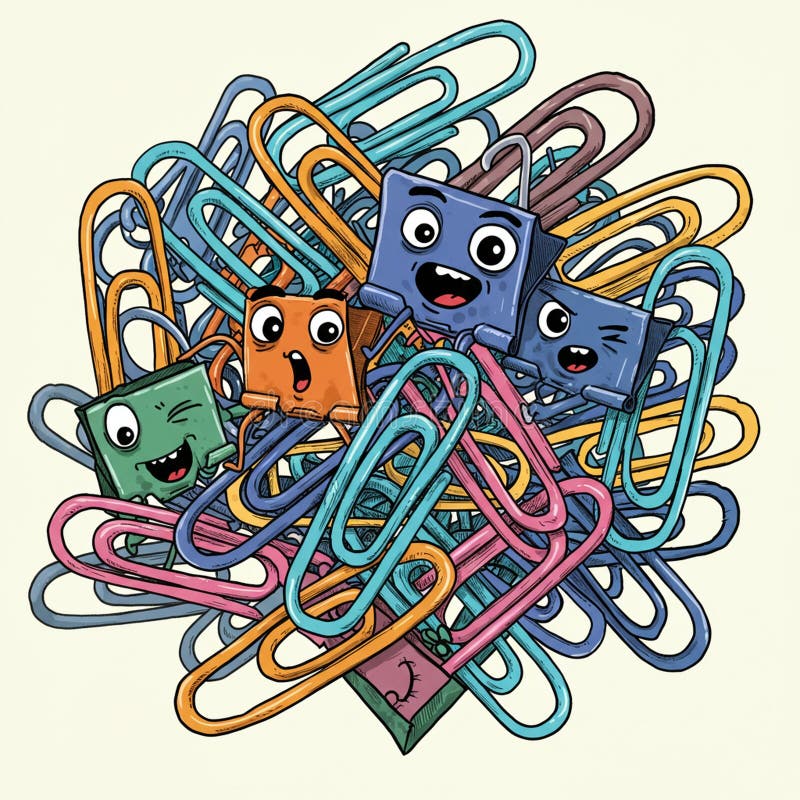 Tangled, Colorful Paperclips Form a Playful Jumble, Interspersed with ...
