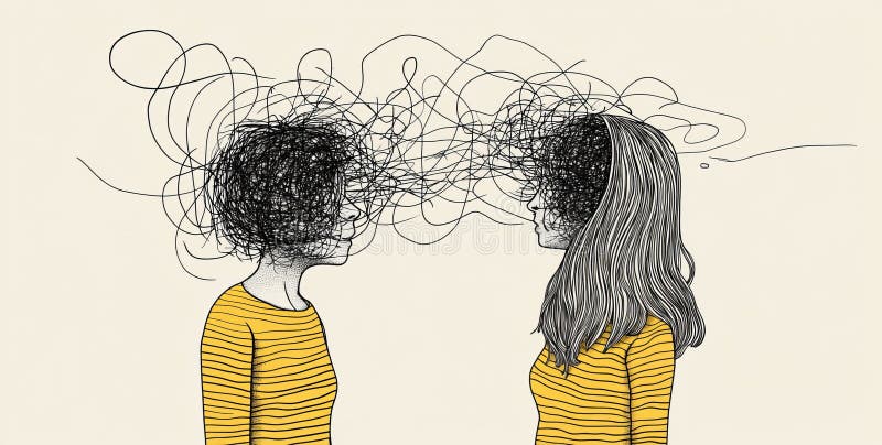 A Tangled Communication Concept Shown by Crisscrossing Lines between ...